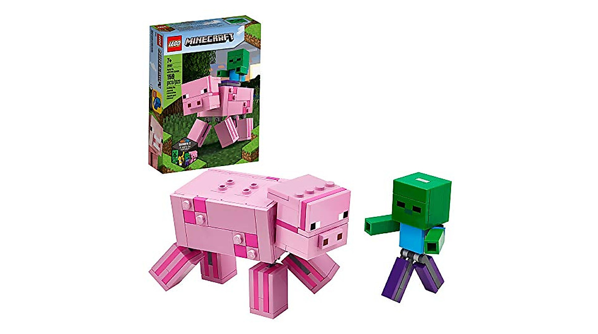 Build LEGO Minecraft Pig BigFig & Baby Zombie Toy Set