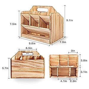 YICOCHI Utensil Holder for Countertop 10 Compartments Wooden
