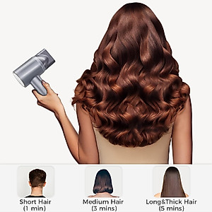 Tensky Hair Dryer, Blow Dryers with 110,000 RPM High-Speed Brushless Motor for Fast Drying 200 Million Negative Ions Thermo-Control Hairdryer with Magnetic Nozzle NO Heat Damage (Light Grey)