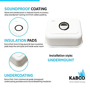 KABCO 23 Inch Single Bowl Stainless Steel Classic Kitchen Bar Sink, Rust, Sound and Heatproof Swirl Finish Stainless Steel Deep Sink with Kitchen Sink Strainer, Bottom Sink Grid and a Rolling Up Grid