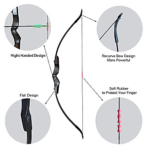 Archery Recurve Bow and Arrows Set for Adults Starters 30 40 lbs with Quiver Target Faces Arm Guard Finger Saver,Takedown Longbow Kit for Outdoor Hunting Practice Right Hand (40LB with Bow Case)