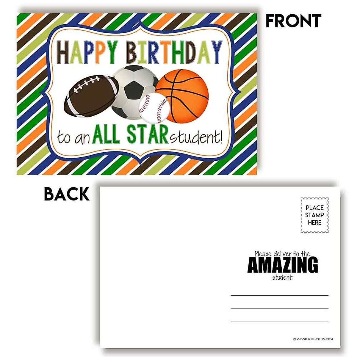 Cute & Funny Puns Themed Happy Birthday From Teacher To Student Blank Postcards, 4"x6" Fill In Notecards (6 different designs) by AmandaCreation (30)