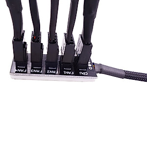 Fancasee PWM PC Fan Hub Power Supply Cable 1 to 5 Way Splitter PC Motherboard Case Fan Power Extension Cable Cord Hub for ATX Computer Case 4-Pin and 3-Pin Cooling Fans