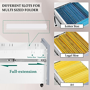 GOOGIC 3-Drawer Mobile File Cabinets, Rolling Metal Vertical Filing Cabinet for Legal & Letter File Anti-tilt Design with Lock Fully Assembled Except Wheel, Gray&White(Style 3)