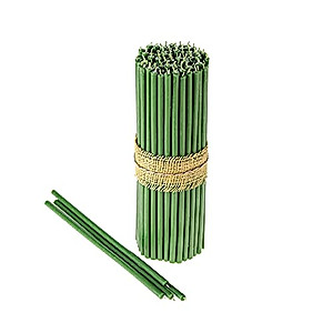 Danilovo Pure Beeswax Candles - No-Drip, Smoke-Less, Tall, Thin Taper Candles – Decorative Candles for Church Prayer, Decor or Birthday Candles – Honey Scented Candles – 6.4”x0.22” (Green, 50pcs)