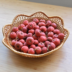2 Pack Rattan Round Fruit Baskets Wicker Storage Bowls,Woven Serving Basket Bowls Decorative Baskets For Kitchen Counter Organizing (Khaki)