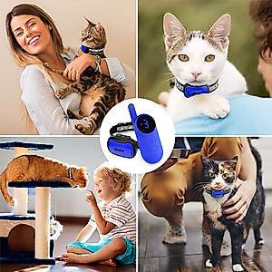 Vibrating Cat Collar - NO Shock - Cat Training Collar with Remote - Fits Kittens to Adult Cats - Vibration & Sound Only - 1,000 FT Range - Long Lasting Battery Life – 9 Intensity Levels (Dark Blue)