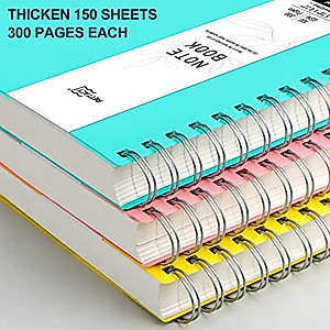 RETTACY Spiral Notebook 300 Pages - A5 Small Spiral Notebook with 5.7" × 8.22", 100 GSM College Ruled Paper, Twin-Wire Binding, Hardcover, School Supplies Spiral Journal Notebook for Women Men