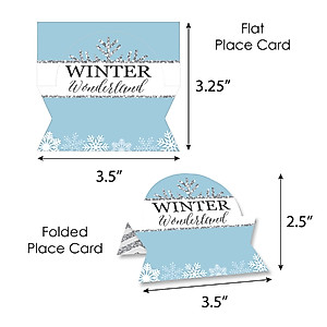Big Dot of Happiness Winter Wonderland - Snowflake Holiday Party and Winter Wedding Tent Buffet Card - Table Setting Name Place Cards - Set of 24