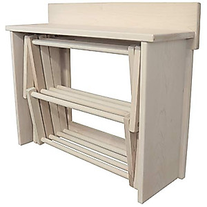 Pennsylvania Woodworks Large Wall Clothes Drying Rack ~ Heavy Duty Solid Maple Hardwood, Folding, Collapses to 25" x 20" x 8", Hand Built in USA, Unfinished