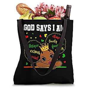 God Says I Am Melanin Girls Black History Month Juneteenth Tote Bag