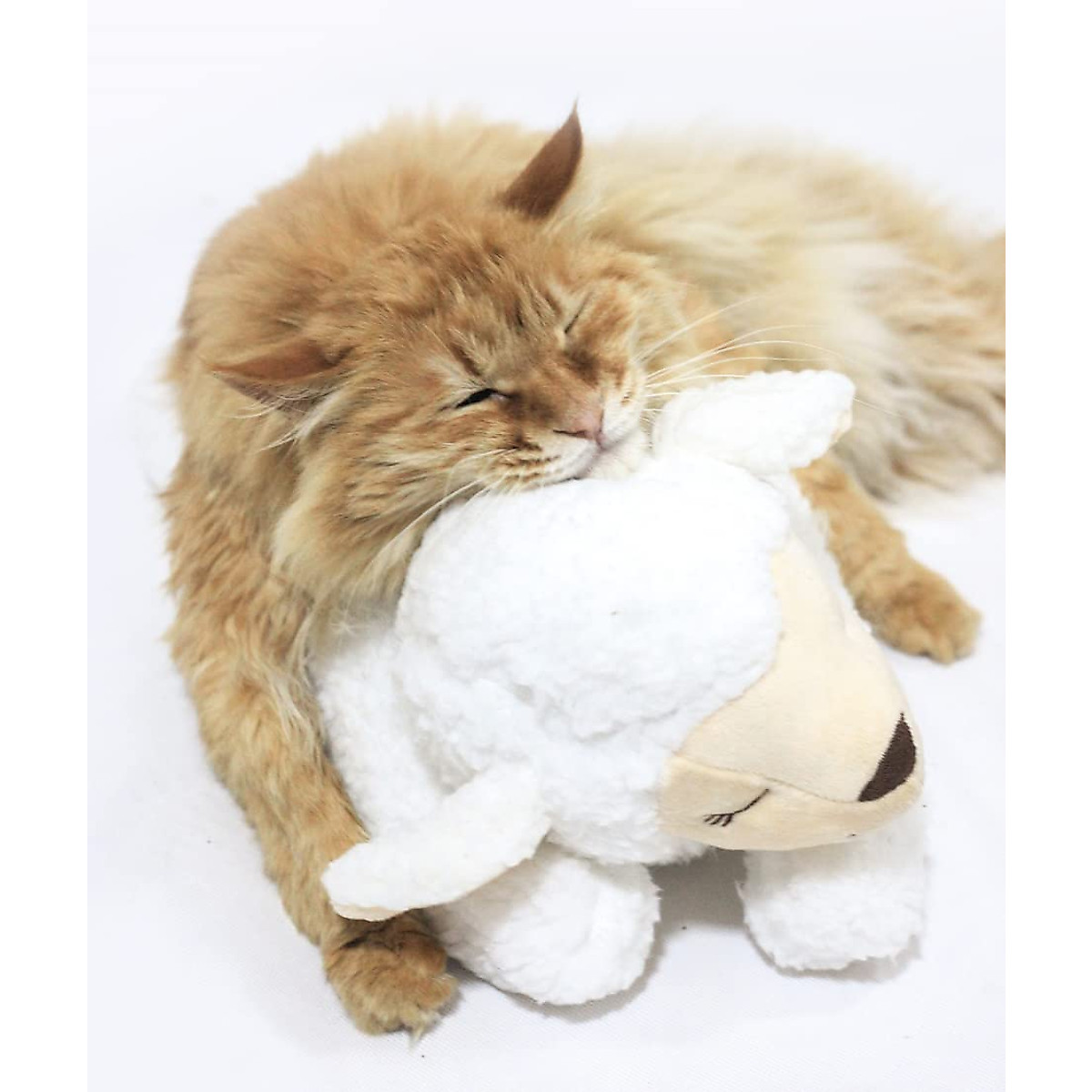 HonourHope Dog Heartbeat Toy for Anxiety Relief, Dog Soft Plush Toy Pet Calming Puppy Behavioral Training Aid Toy Pet Companion Pillow for Puppy Dog Cat Kitty Pets - Sheep