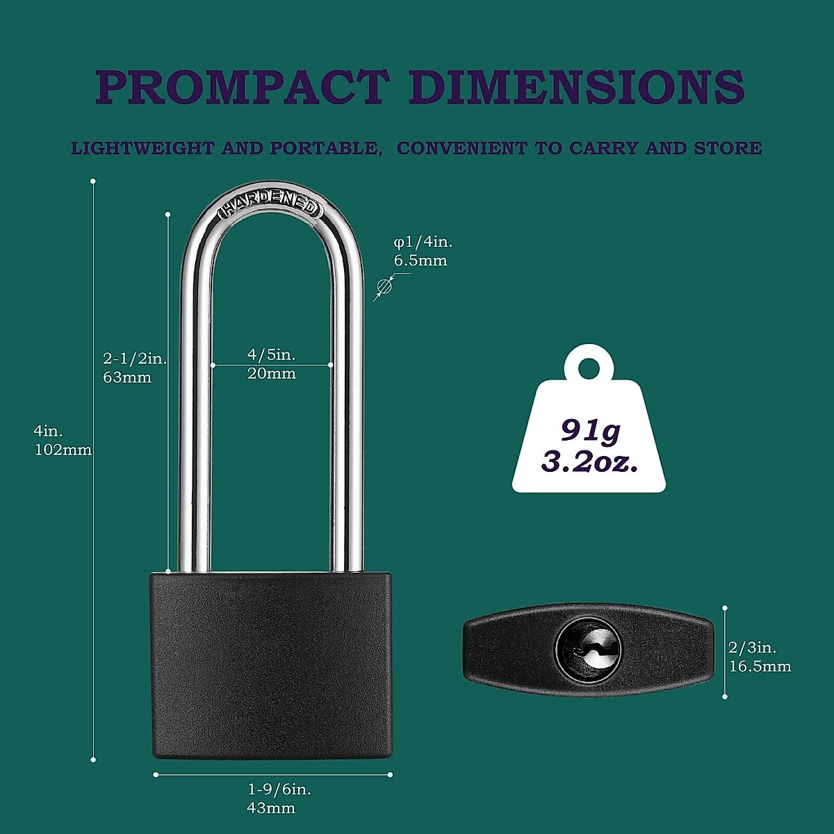Guliffen Aluminum Padlock with Key, 2-1/2 Inch Long Shackle Pad Lock with 2 Keys， Lock and Key for Outdoor Fence， Sheds, Storage Unit, Gate, Toolbox,Trailer，Garages，2 Pack