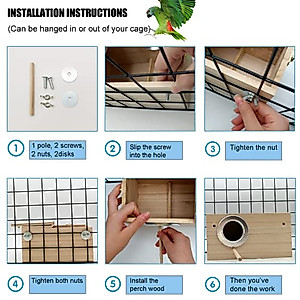 Parakeet Nesting Box, Bird Nest Breeding Box Cage Wood House for Finch Lovebirds Cockatiel Budgie Conure Parrot (M:9.8"×5.1"×5.3")