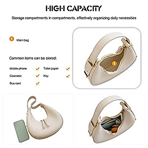 Ergocar 2022 New Women's Tote Handbags, Crescent Bags for Women Fashion Women Underarm Bag Top-Handle Bag, Beige