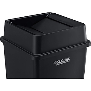Global Industrial Plastic Swing Lid for Square Trash Container, 35 & 55 Gallon, Black