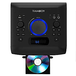 Home Stereo System CD/DVD Player, Bluetooth Party Speaker with Karaoke MIC Ports x 2, Floorstanding Soundsystem with LED Lightshow, Bass/Echo Adjustable