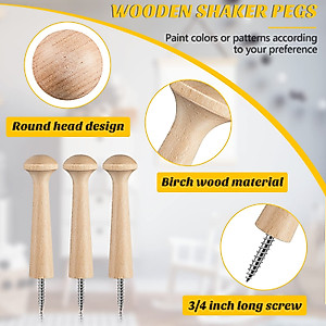 Jetec Wooden Shaker Peg Wood Screw-on Shaker Pegs 2.9 Inch Long Unfinished Wood Shaker Racks for Hanging Clothes Hats Towel and More DIY Paint Color (40 Pieces)