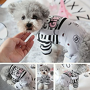 Dog Clothes Cute Stripe Jumpsuit Adorable Soft Puppy Shirt Pet Coat, Comfort Dog Pjs Apparel Costume for Small Medium Large Dogs Boy Girl Kitten. Grey, Large.