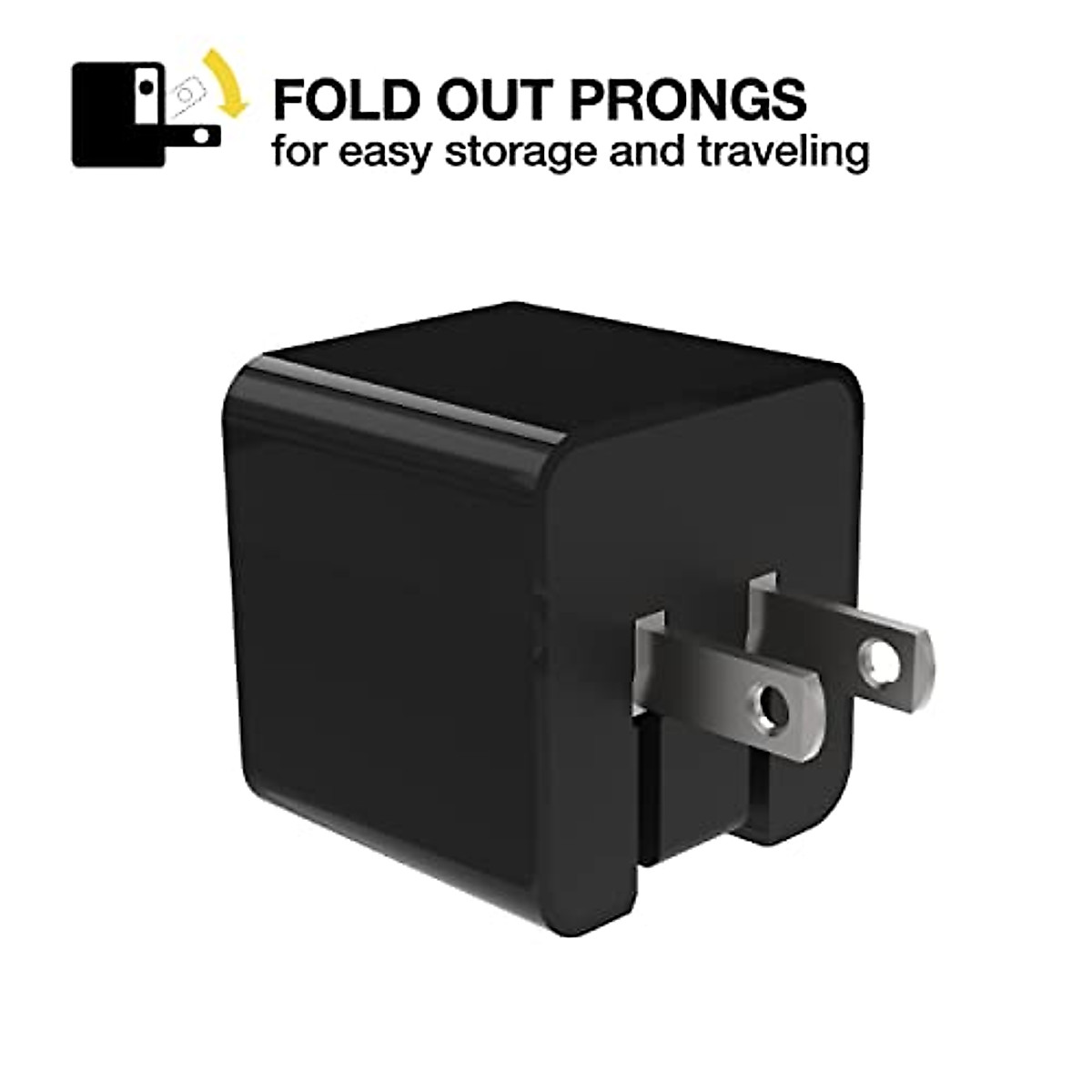 Scosche HA12-RP SuperCube 12W Single USB Port Portable Wall Charger Adapter for All USB Devices, Cell Phone, Tablet, Travel Charger in Black