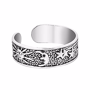 AeraVida Stellar Sky Sun Moon and Shooting Stars .925 Sterling Silver Toe Ring or Pinky Ring