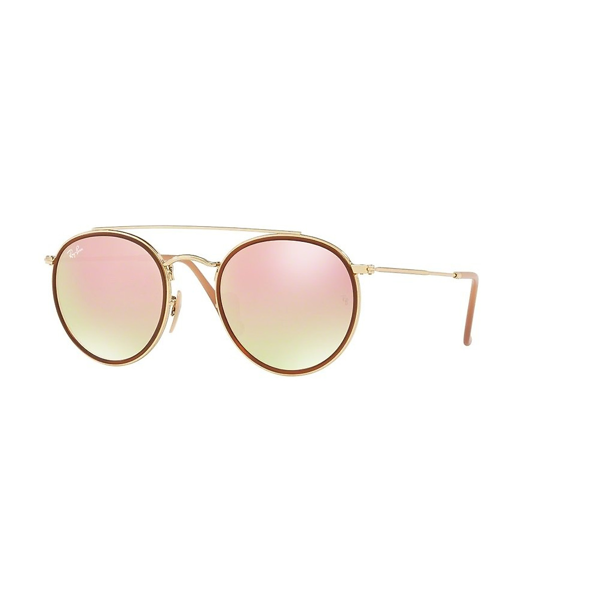 Ray-Ban RB3647N 001/7O 51M Gold/Pink Brown Mirror Gradient Sunglasses For Men For Women + BUNDLE with Designer iWear Eyewear Kit