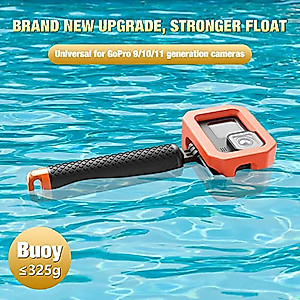 NUOBAKE Mouth Mount + Floaty Case + Floating Hand Grip for GoPro Hero 11 10 9 Black, Floating Case with Long Screw and Adhesive Anchors for Snorkeling, Surfing, Wakeboarding, GoPro Hero Accessories