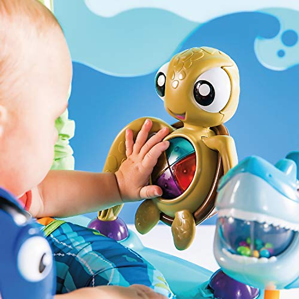 Bright Starts Disney Baby Finding Nemo Sea of Activities Baby Activity Center Jumper with Interactive Toys, Lights, Songs & Sounds, 6-12 Months (Blue)