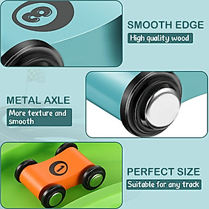 12 Pieces Mini Wooden Car Ramp Wooden Race Track Toy Car Toddler Car for Race Track Replacement Cars, Aged 6+, Present (Circle Print)