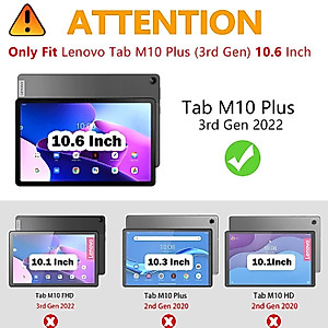 Herize Case for Lenovo Tab M10 Plus 3rd Gen 10.6 Inch 2022 | TB125FU/TB128FU/TB128XU Case with Screen Protector Pen Holder | 3 Layer Shockproof Rugged Sturdy Rubber Protective Case W/Shoulder Strap