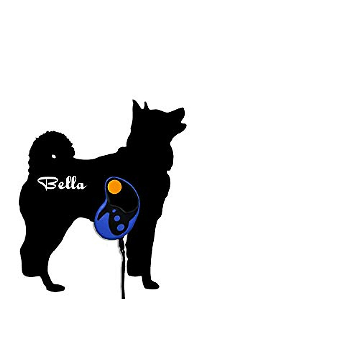 Akita Dog Silhouette - Custom Name Dog Leash Holder - Wall Hook