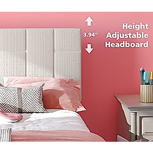 LIKIMIO Twin Platform Bed Frame, Modern Upholstered Bed with Headboard and Wood Slat Support, Noise-Free, No Box Spring Needed, Beige