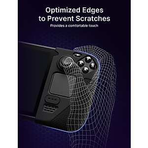 JSAUX Silicone Grip Protection Case Compatible with Steam Deck OLED/LCD, Steam Deck Grip, Steam Deck GripSkin, GripArmor Silicone Sleeve Set (one Left and one Right) - GP0016 Black