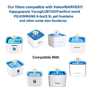 Pet Fountain Filters Replacement for 84oz/2.5L Automatic Cat Water Fountain Dog Water Dispenser, Ion Exchange Resin and Coconut Activated Carbon Replacement Filter For Cat&Dog Water Fountain