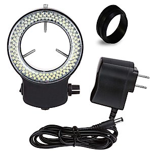 Vision Scientific VMLIFR-09B Black Adjustable 144 LED Ring Light for Stereo Microscope | 2.5" (62.5mm) Inside and 3.64" (92.5mm) Outside Diameters | 1-7/8" (48 mm in Diameter) Ring Adapter Included