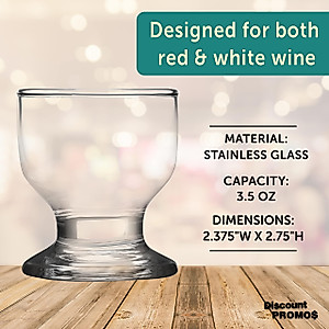 DISCOUNT PROMOS Lexington Mini Wine Tasting Glasses 3.5 oz. Set of 12, Bulk Pack - Restaurant Glassware, Perfect for Red Wine, White Wine, Cocktails, Other Beverages - Clear