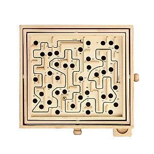 STERLING Games Large Wooden Labyrinth 13.5" x 13" Marble Ball Tilt Maze Wood Game with 60 Waypoints for 6 Years and Up