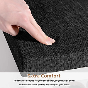 baibu Piano Bench Cushion 32 x12 inch for Indoor Shoe Storage Non Slip Picnic Bench Pad with Ties for Kitchen Dining Table Seat - One Pad Only (Black, 32x12x1.5in)