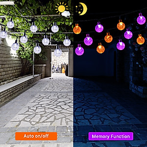 Lomotech Orange Purple Solar Halloween Lights, 72FT 100 LED Halloween Globe Lights, 8 Modes Waterproof Halloween Lights for Halloween Decoration