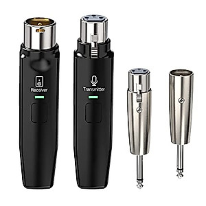 Rybozen Microphone Wireless System,2.4GHz Wireless Mic Adapter,Rechargeable Wireless XLR Transmitter and Receiver Compatible for Dynamic Microphone Audio Mixer, PA System and DSLR Camera, Black
