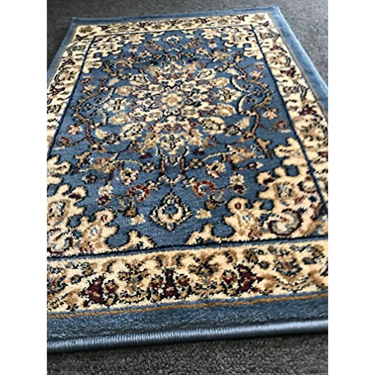 Deir Debwan Traditional Oriental Door Mat Area Rug Blue Persian (330,000 Point) Design 603 (2 Feet X 3 Feet)