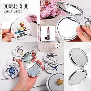 Leinuosen 6 Pcs Inspirational Compact Mirror Bulk You're Awesome Appreciation Thank You Gifts Round Makeup Mirror for Women Employee Coworker Staff Magnifying Pocket Mirror