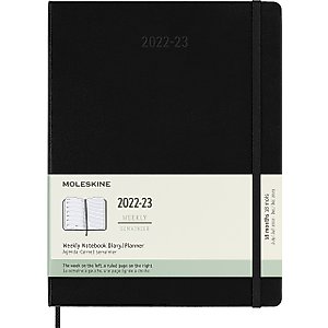 Moleskine Classic 18 Month 2022-2023 Weekly Planner, Hard Cover, XL (7.5" x 9.75"), Black
