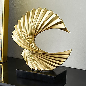 Resin Crafts Art Ornament Abstract Figurines Sculpture Desk Table Statue for Home Bedroom Living Room Garden Office - Golden