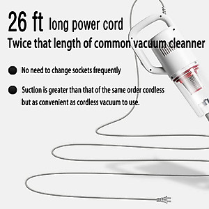 KEROMEE Stick Corded Handheld Vacuum Cleaner 26ft Cord Electric Broom for Pet Hair Hardwood Floor Cat Litter Carpet Cleaning