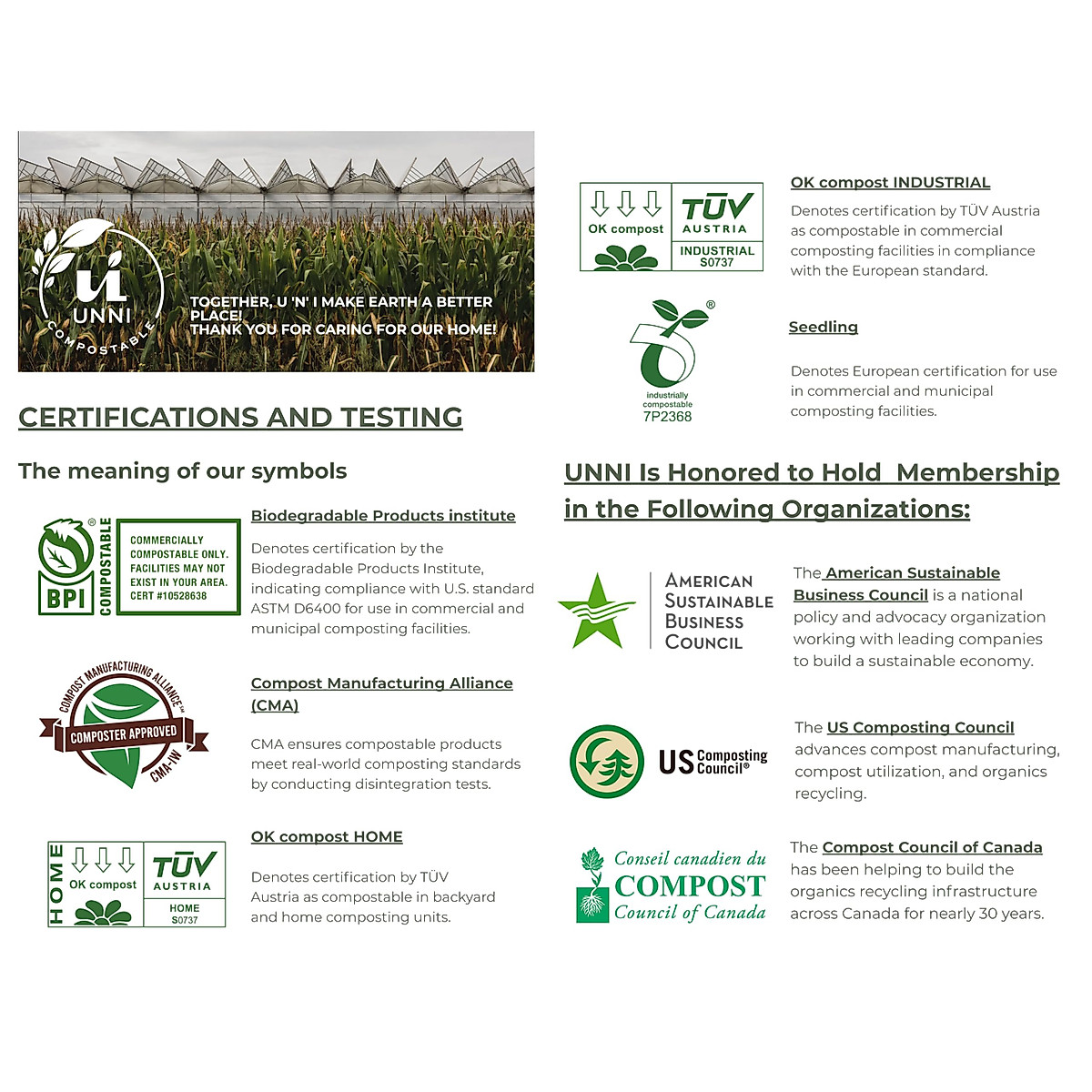 UNNI Compostable T-Shirt Bags with Handle-Tie, 8 Gallon, 30 Liter, 30 Count, 0.8 Mil, Medium Kitchen Food Scrap Waste Bags, ASTM D6400, US BPI, CMA and OK compost HOME Certified, San Francisco