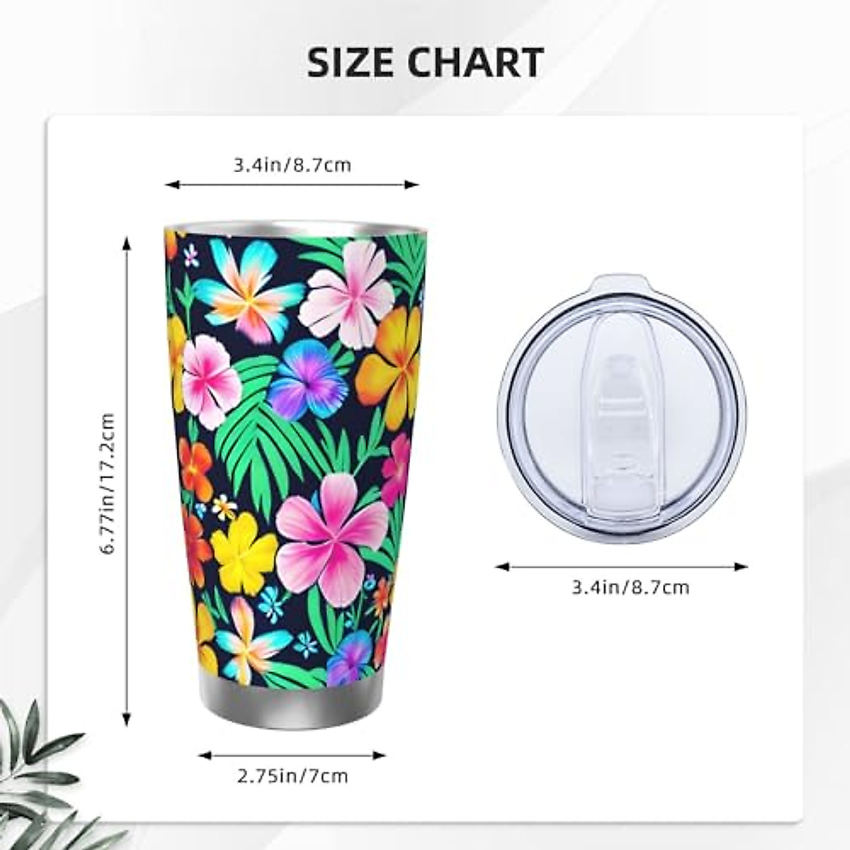 WXZYFP Car cup (single silver rim), can use a straw or drink directly, easy to use.Colorful flowers