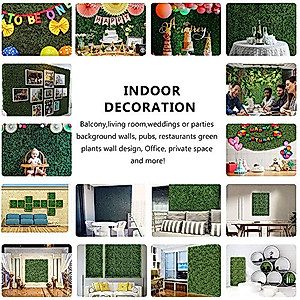 Boshen Pack of 10 PCS 10" x 10" Artificial Grass Green Wall Backdrop Panels 6.89 SQ Ft UV Protected Thickened Faux Boxwood Privacy Hedge Panels Decoration for Party Wedding Backyard Indoor Outdoor