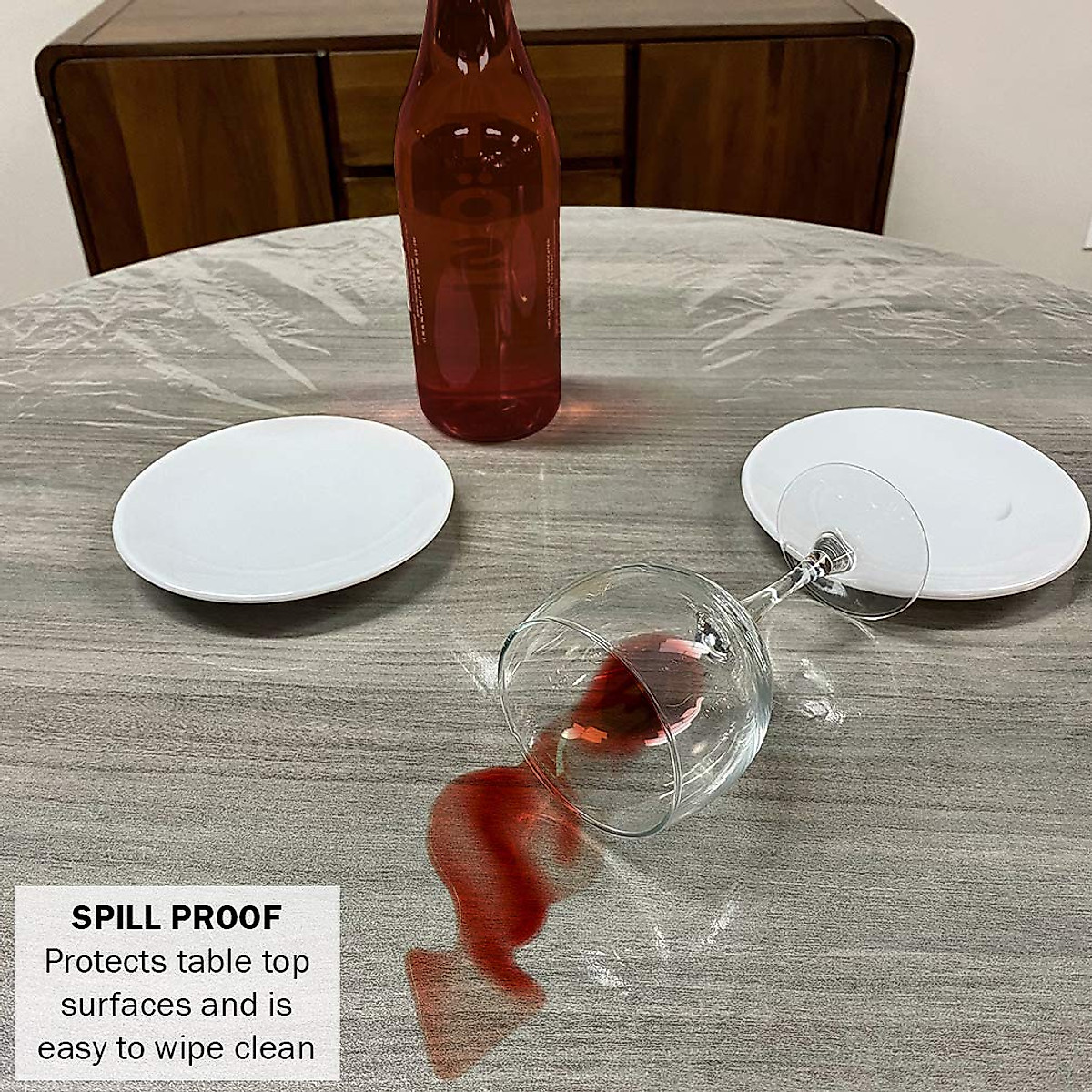 Evelots Round Fitted Tablecloth-Clear Vinyl/Elastic-Pub/Small Kitchen-Fits 36 to 42 Inch Round Tables