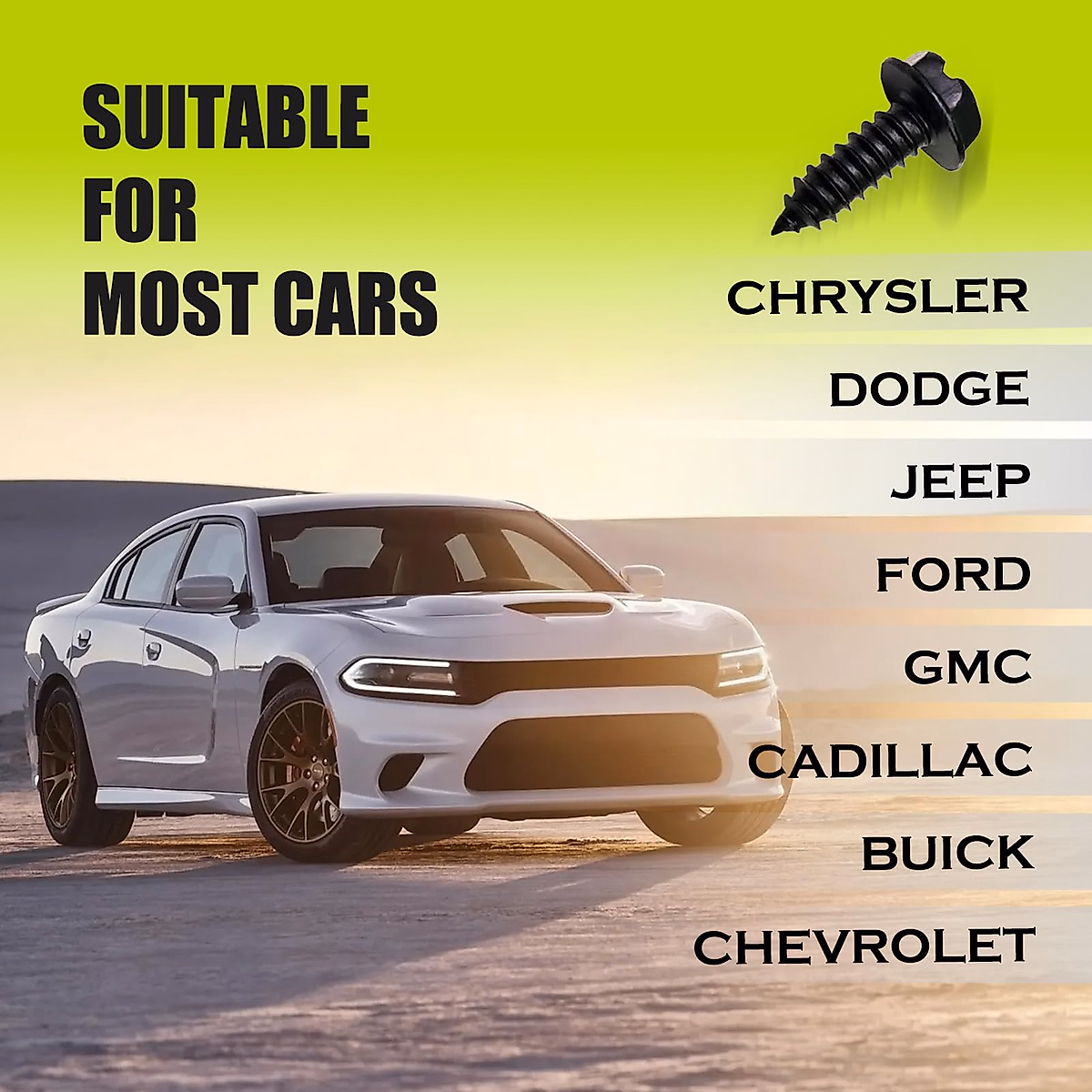 gunhunt 4 PCS License Plate Screw Kit, 304 Stainless Steel Bolts Fasteners, Hexagon Head Screw, Universal for Front Rear License Plates & License Plate Frame Covers of Cars, Trucks SUVs (Black)